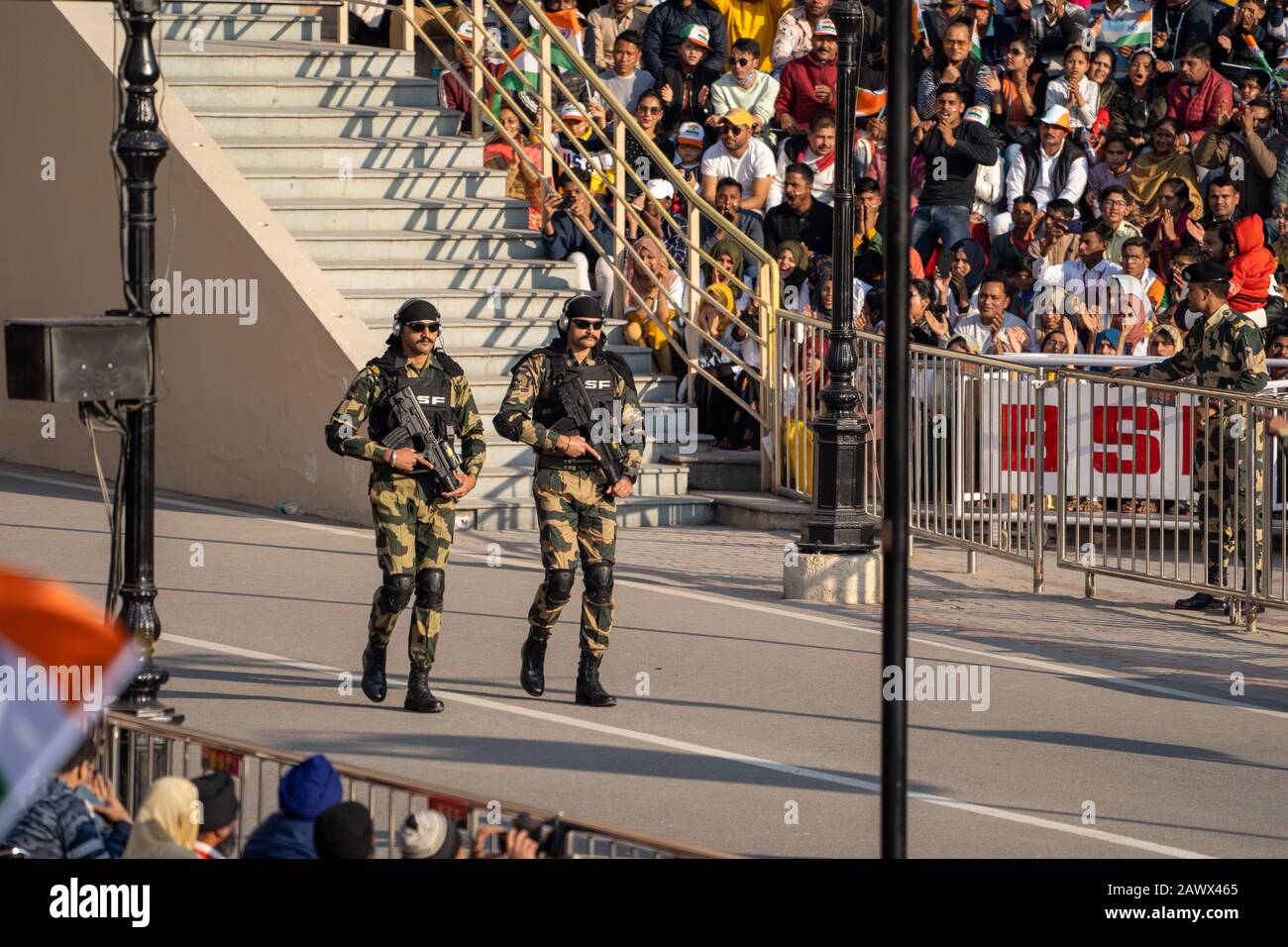 Amritsar India - Febuary 8, 2020: Indian Border Security Force men with ...