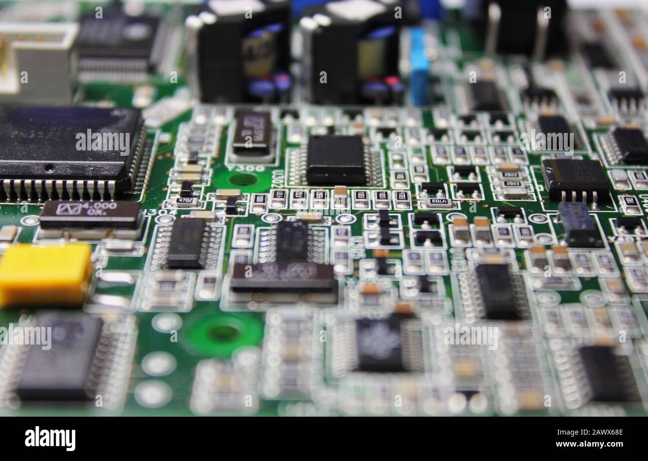 Closeup of electronic circuit board or PCB printed circuit board Stock ...