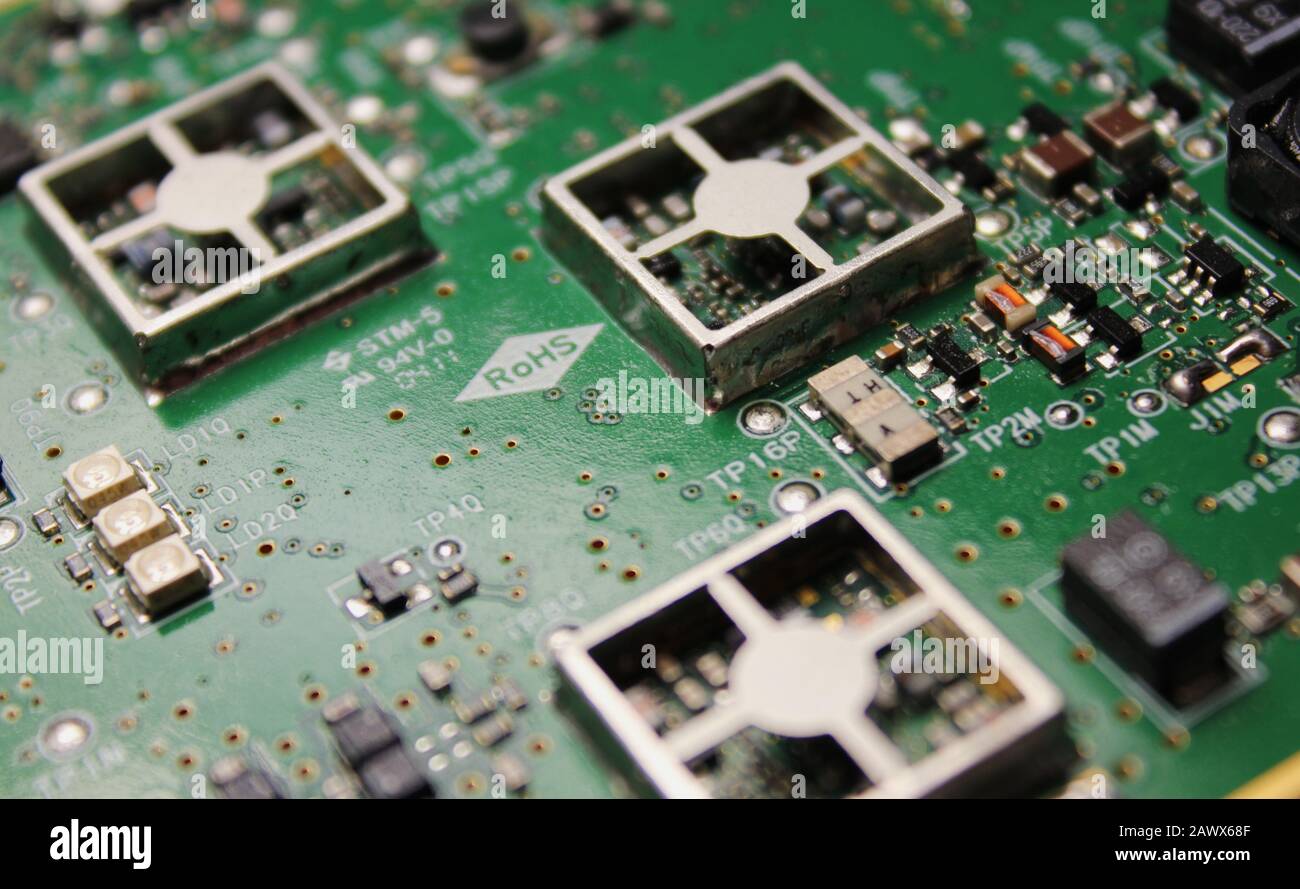 Closeup of electronic circuit board or PCB printed circuit board Stock ...