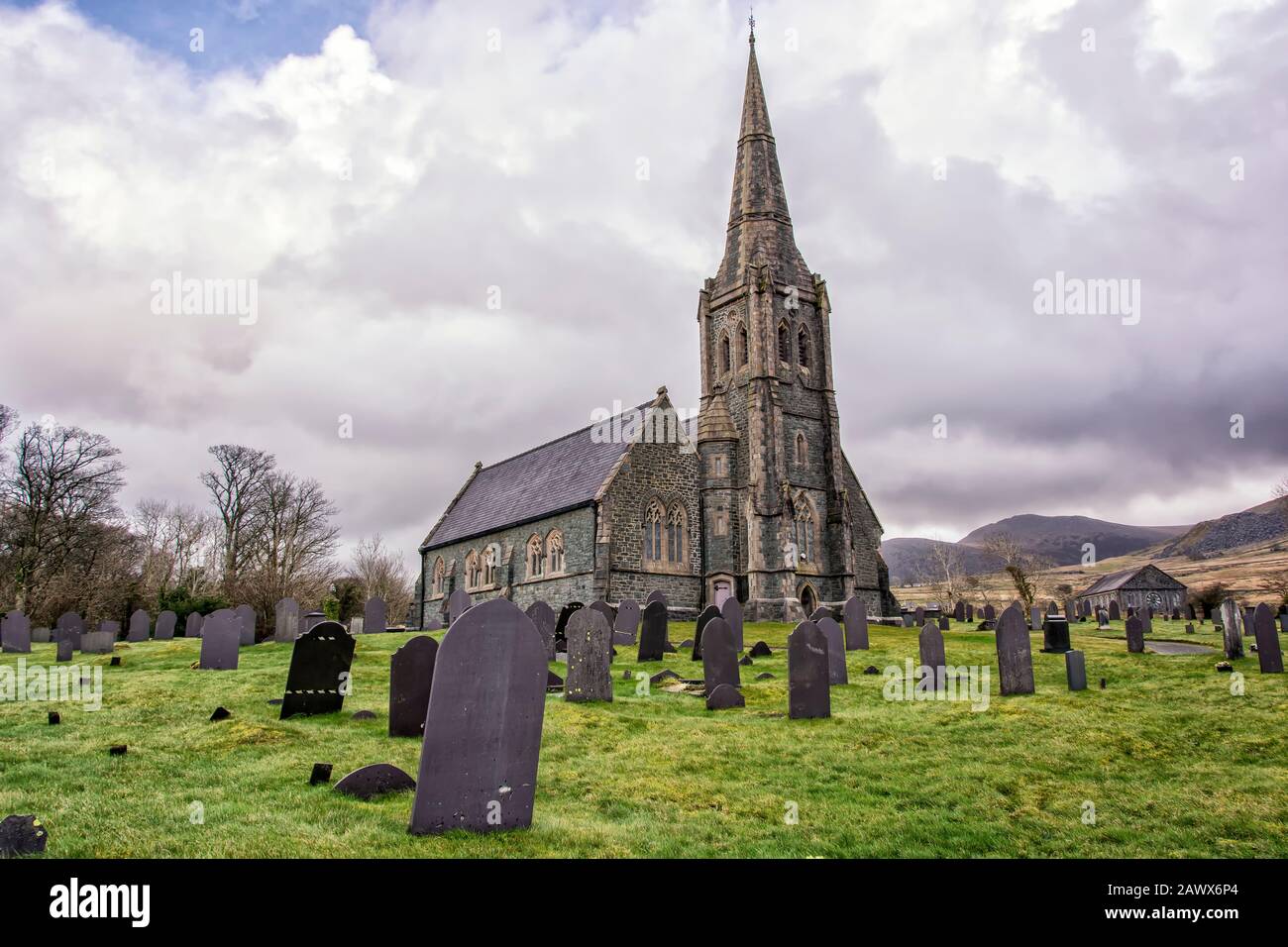 Christ Church Deiniolen north wales Stock Photo - Alamy