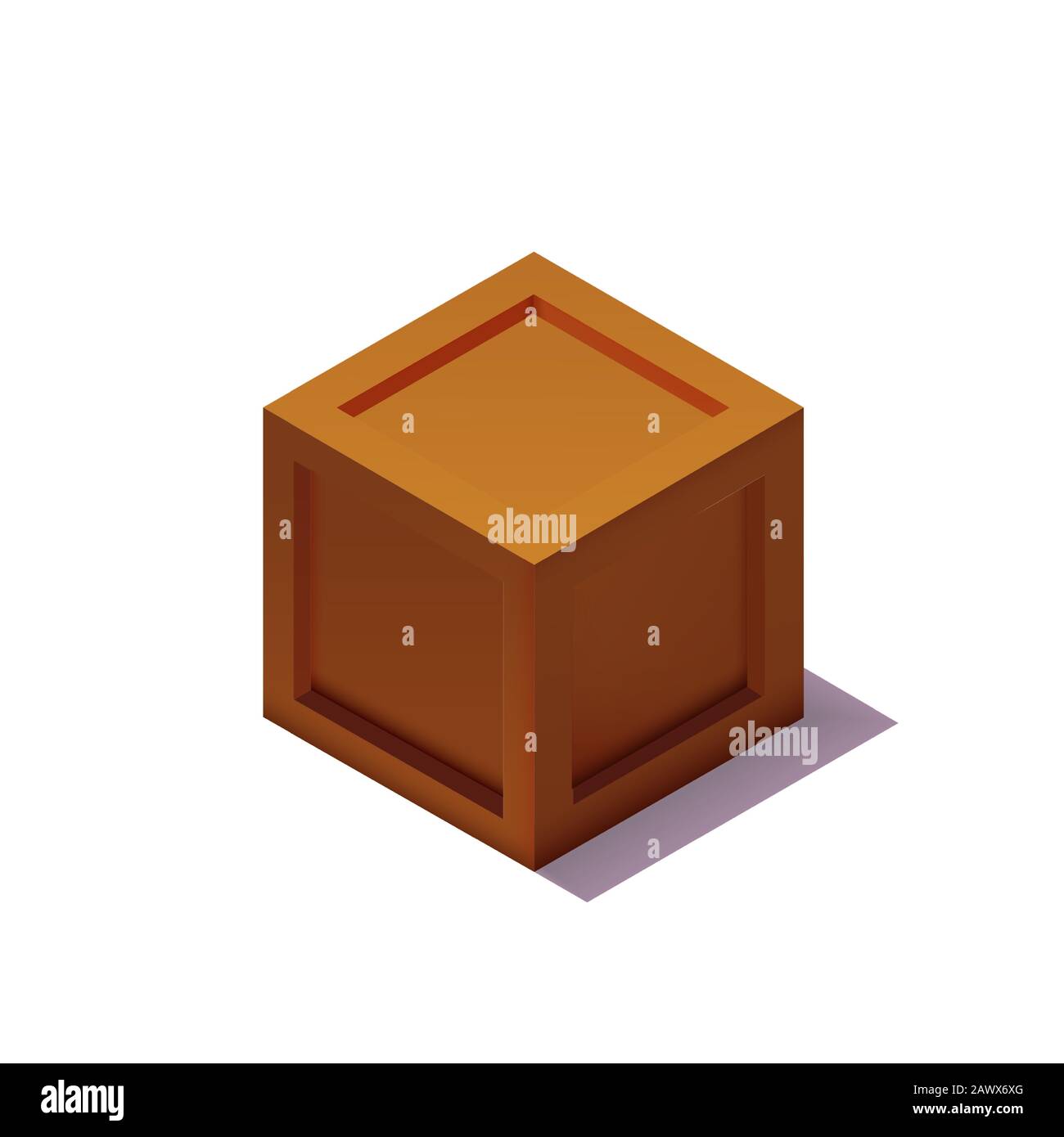 Isometric wood box. 3D realistic icons. Box wooden, craft packaging ...