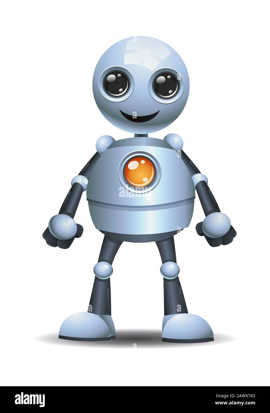 3d illustration of little robot fat overweight on isolated white ...