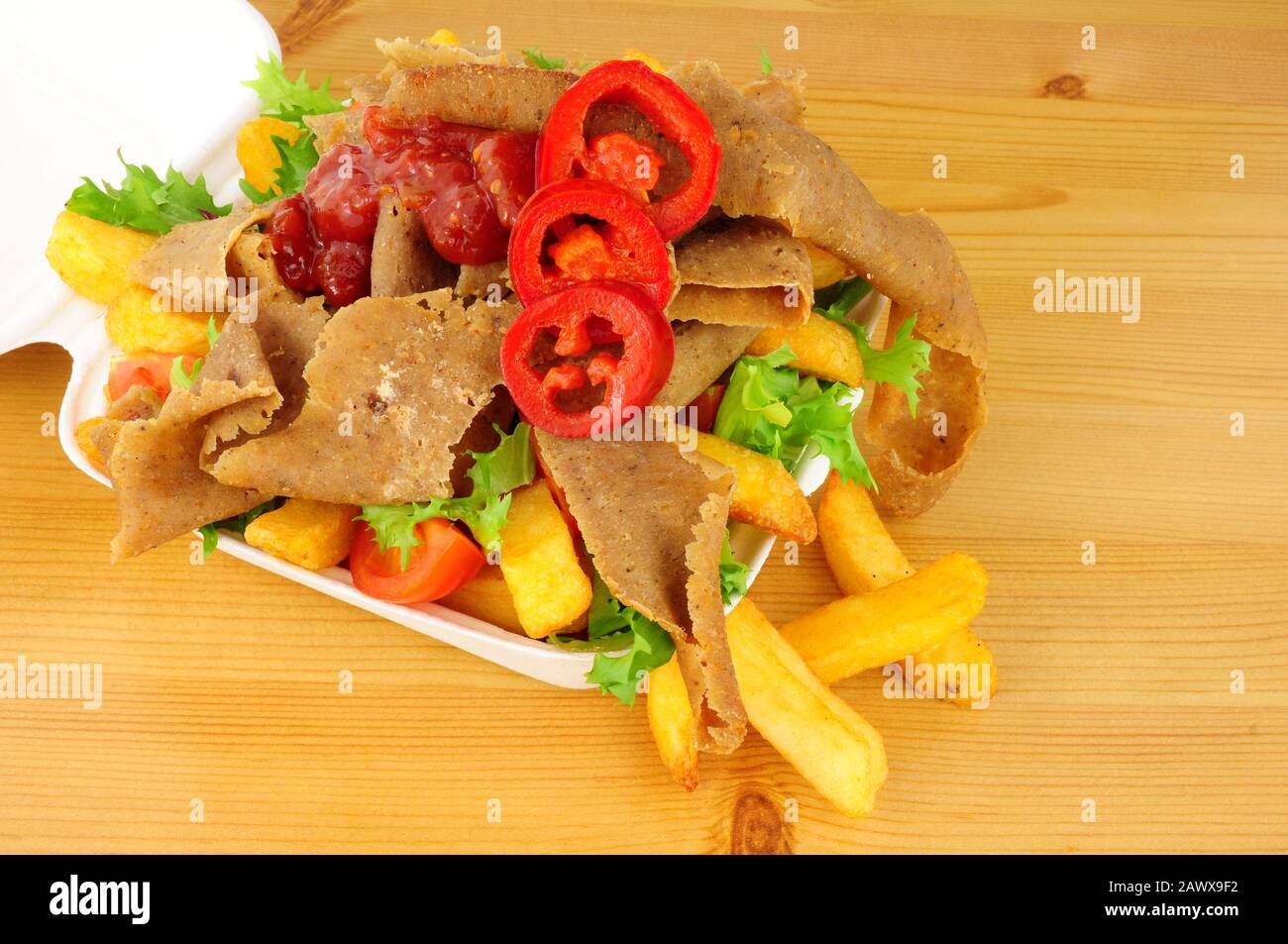 Donner kebab meat with chips hi-res stock photography and images - Alamy