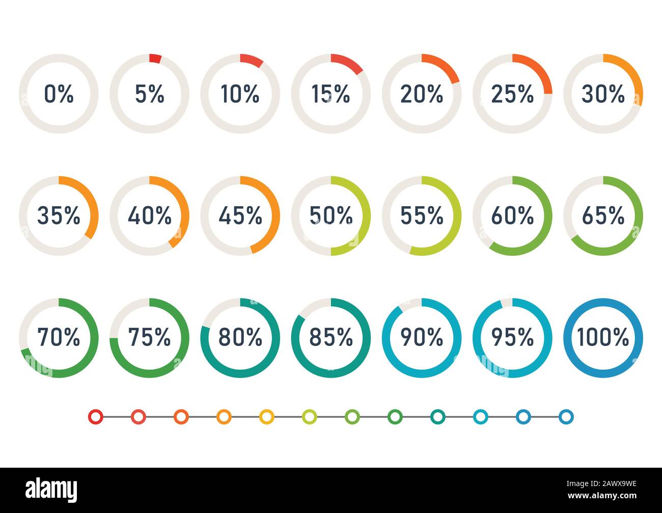 Progress Wheel Pie Charts Infographic. vector illustration Stock Vector ...
