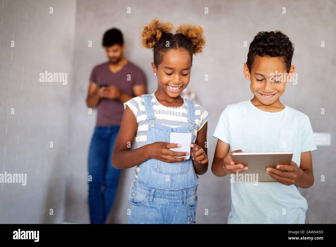 Children who use too much technology, device are not so creative Stock ...