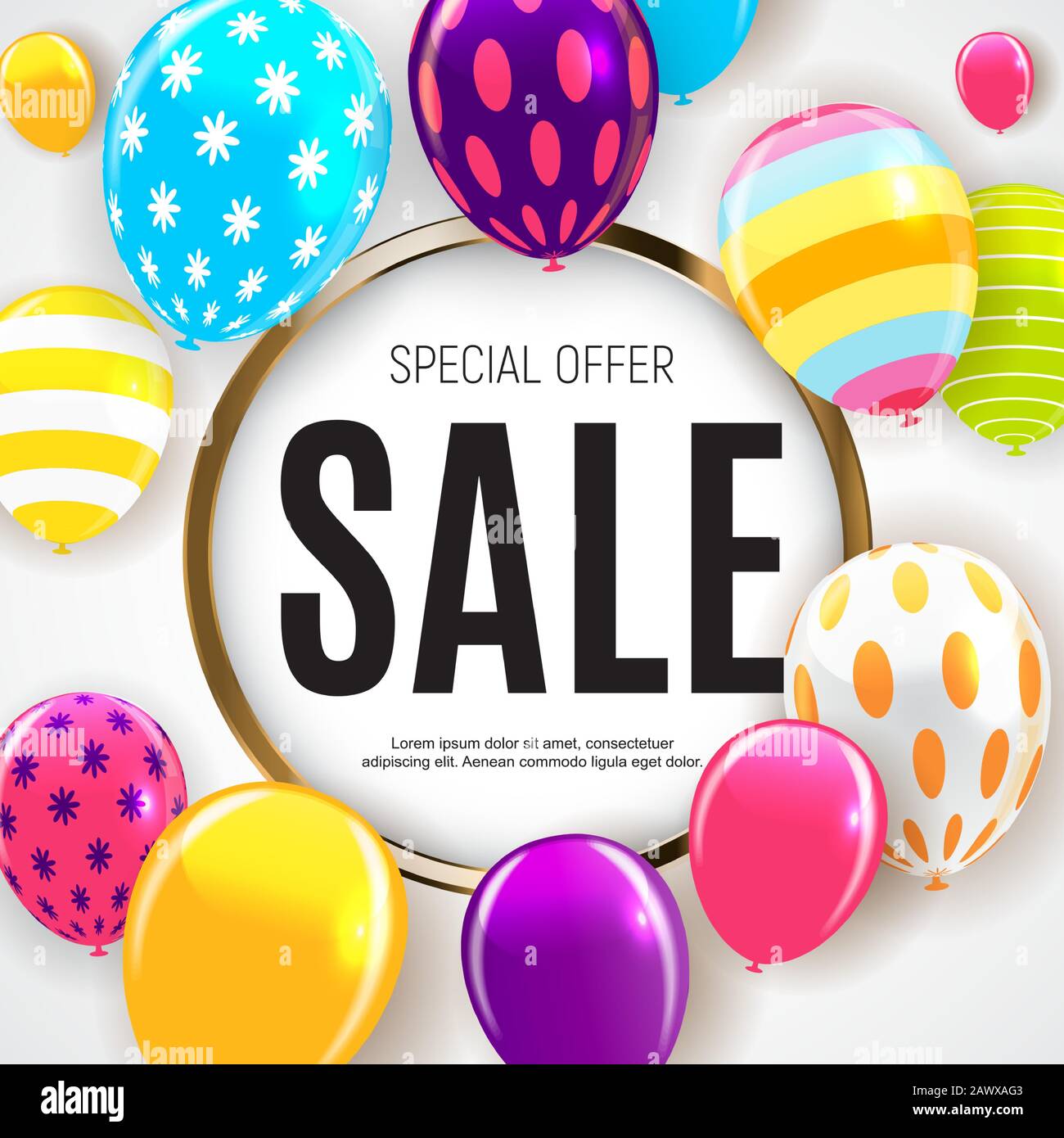 Sale banner with floating balloons. Vector illustration Stock Vector ...