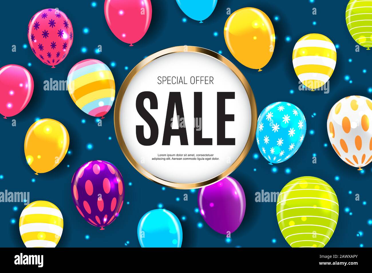 Sale banner with floating balloons. Vector illustration Stock Vector ...