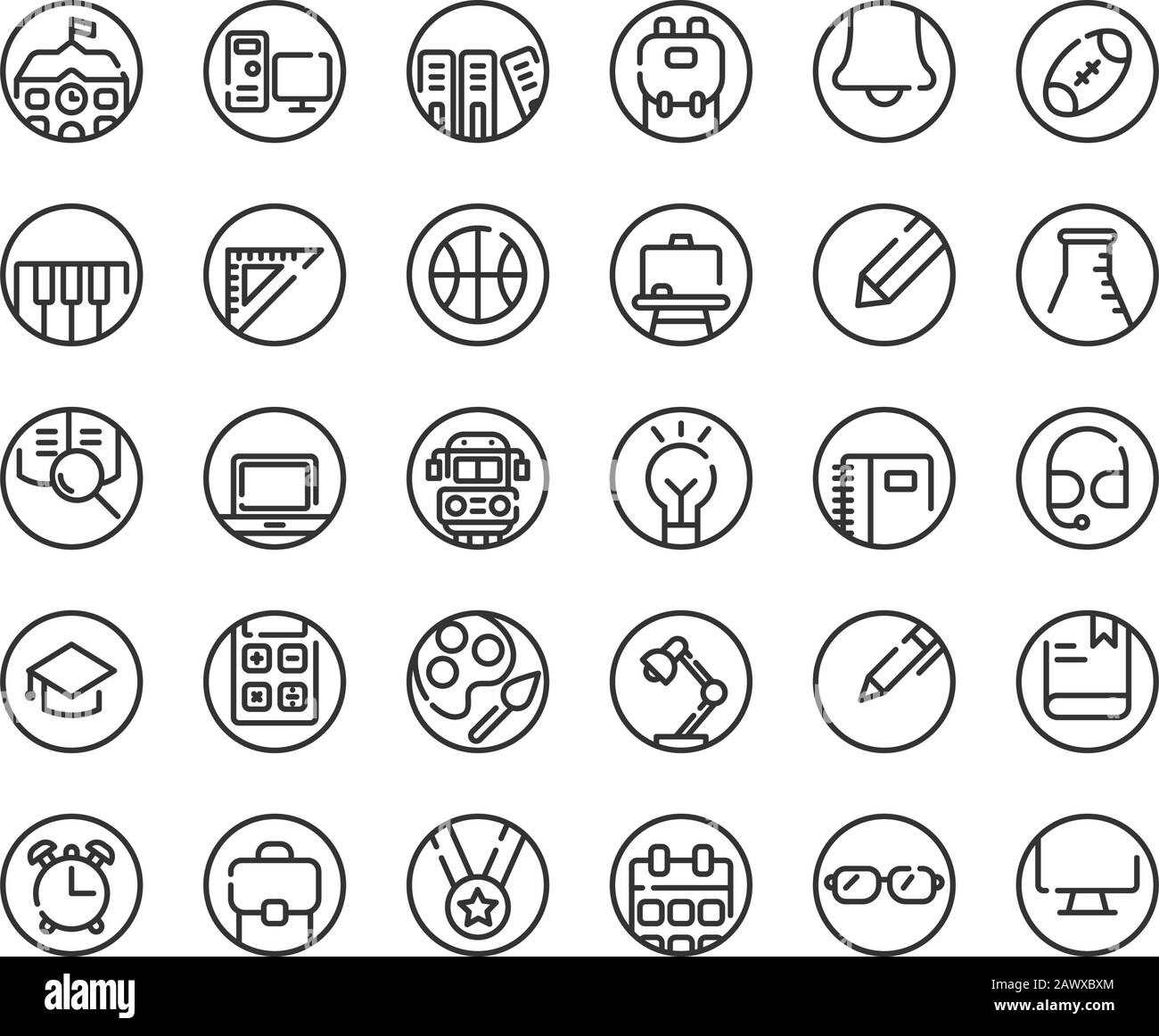 Education outline icon set. Vector and Illustration Stock Vector Image ...