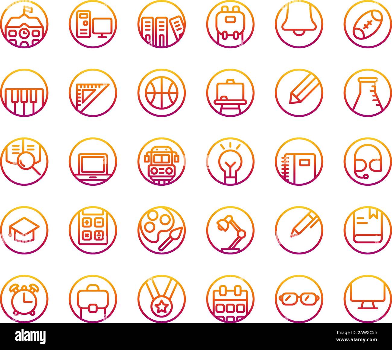 Education gradient icon set. Vector and Illustration Stock Vector Image ...