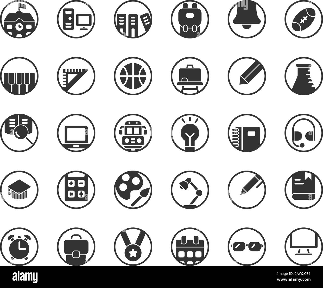 Education solid icon set. Vector and Illustration Stock Vector Image ...