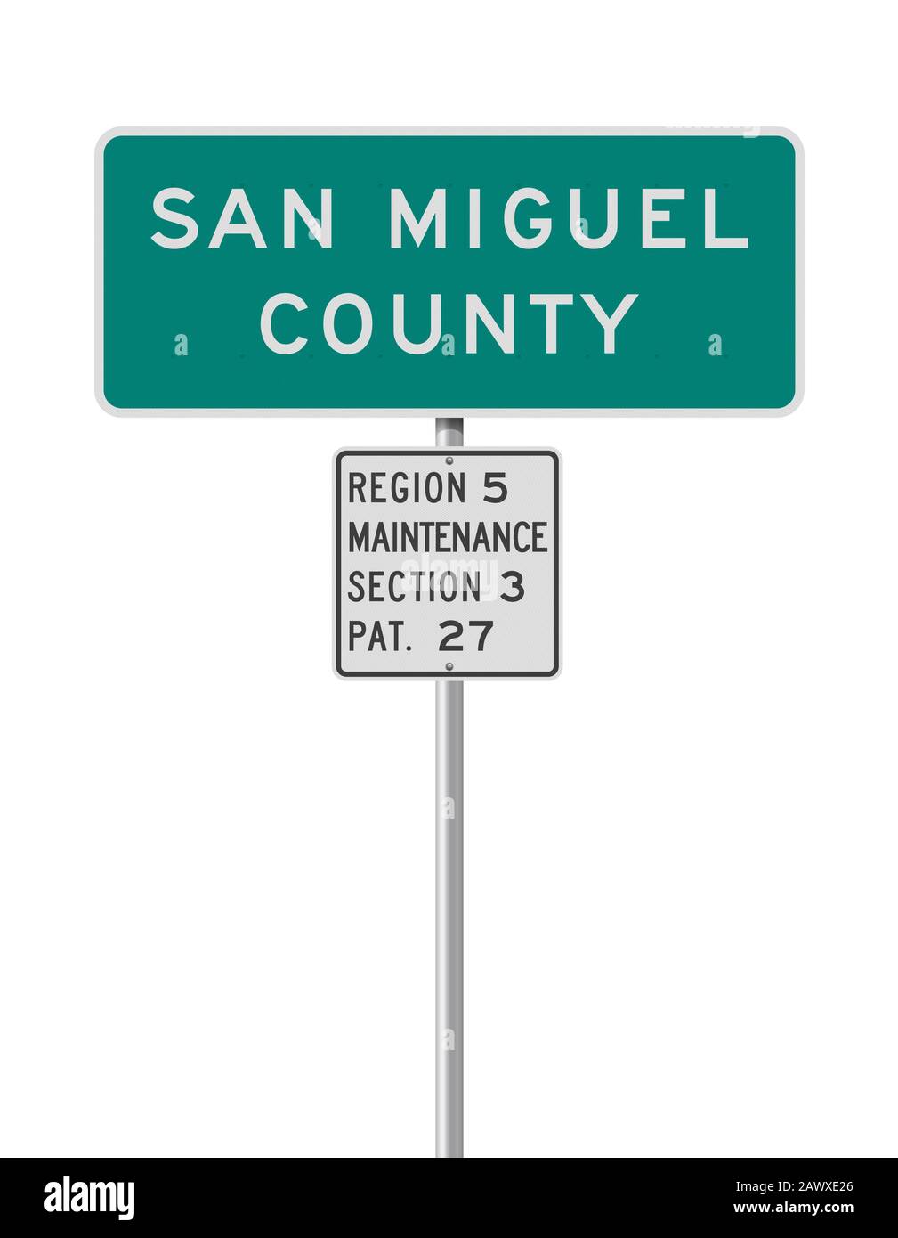 Vector illustration of the San Miguel County green road sign Stock ...