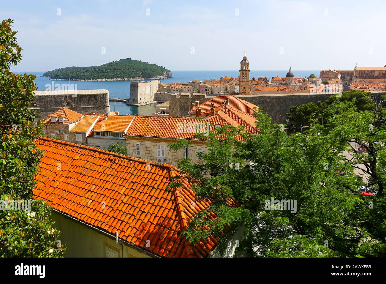 The colourful red pantiles of the roofs of the buildings in The Old ...