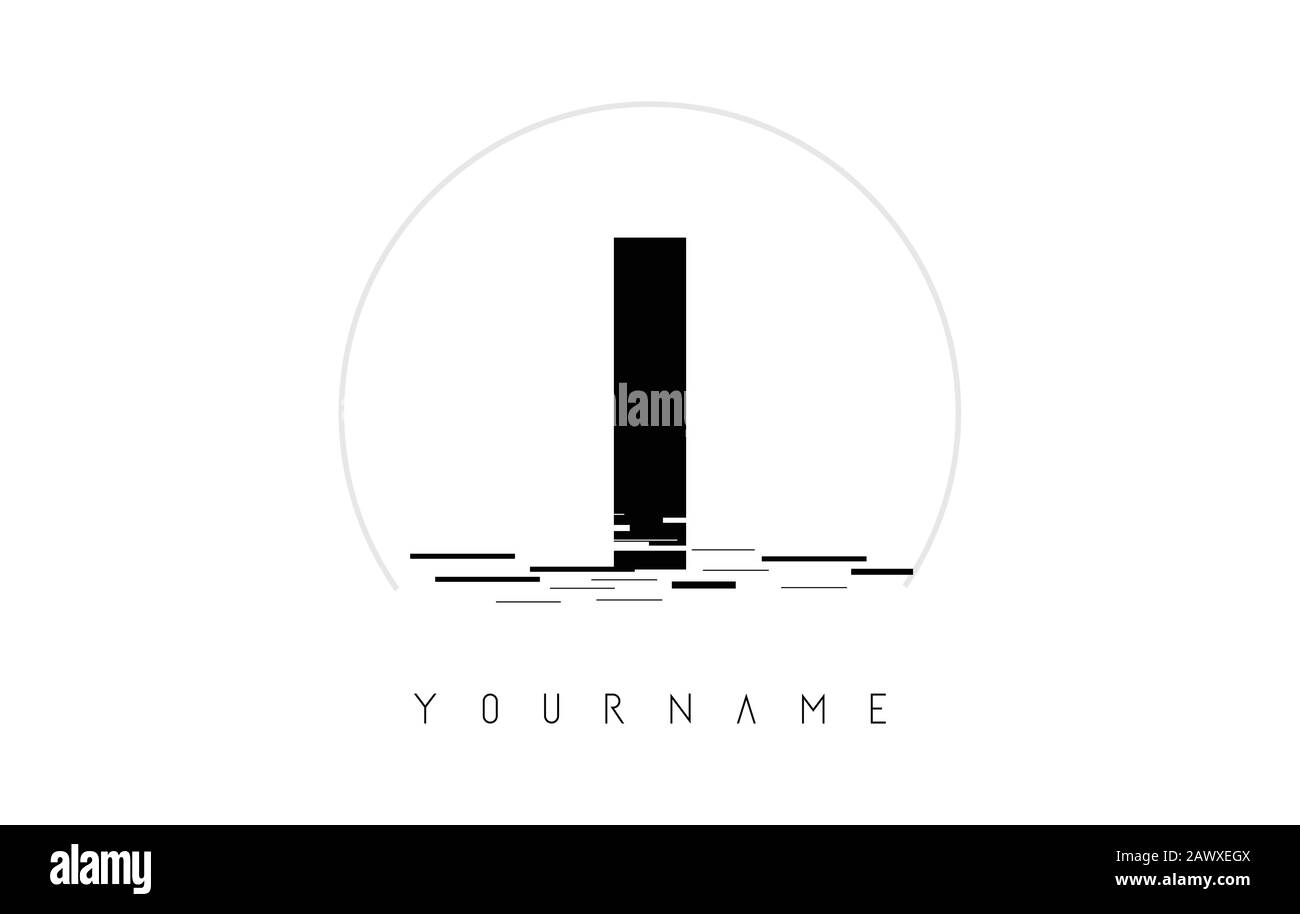 I Black Letter Logo Design with Circular Shape and Water Effect Vector ...