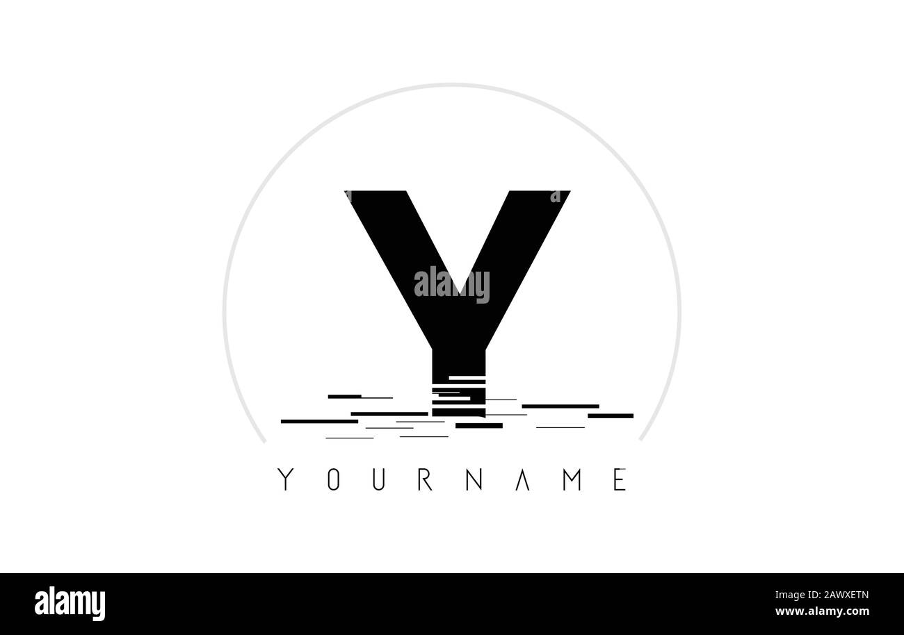 Y Black Letter Logo Design with Circular Shape and Water Effect Vector ...