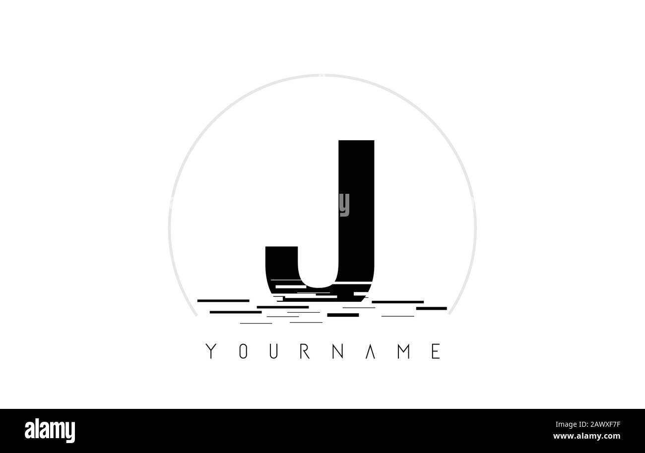 J Black Letter Logo Design with Circular Shape and Water Effect Vector ...