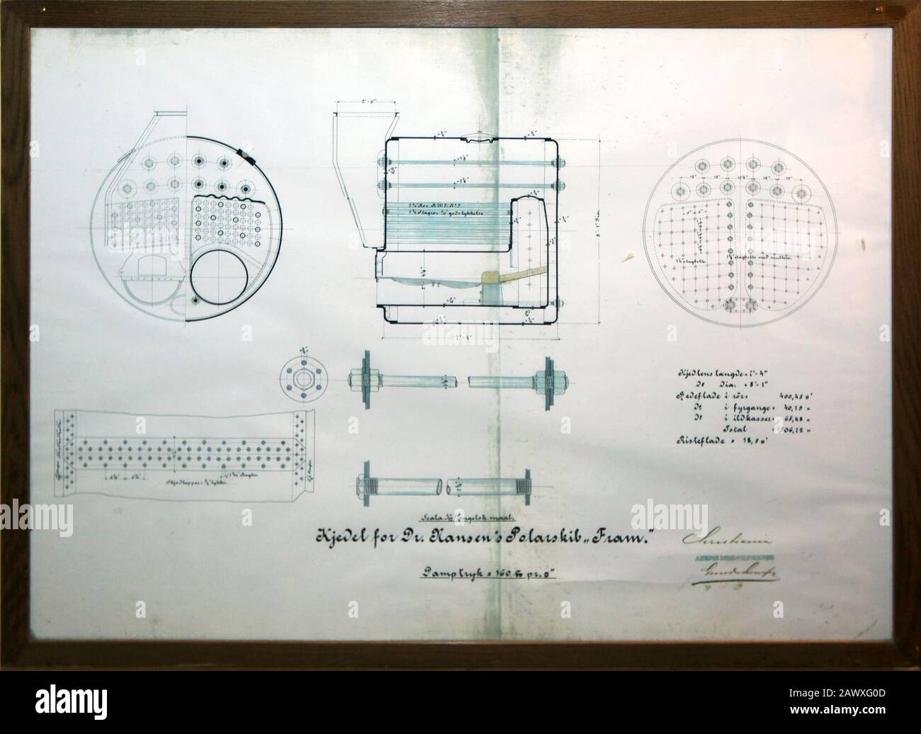 Fram Boiler engineering drawing Stock Photo - Alamy