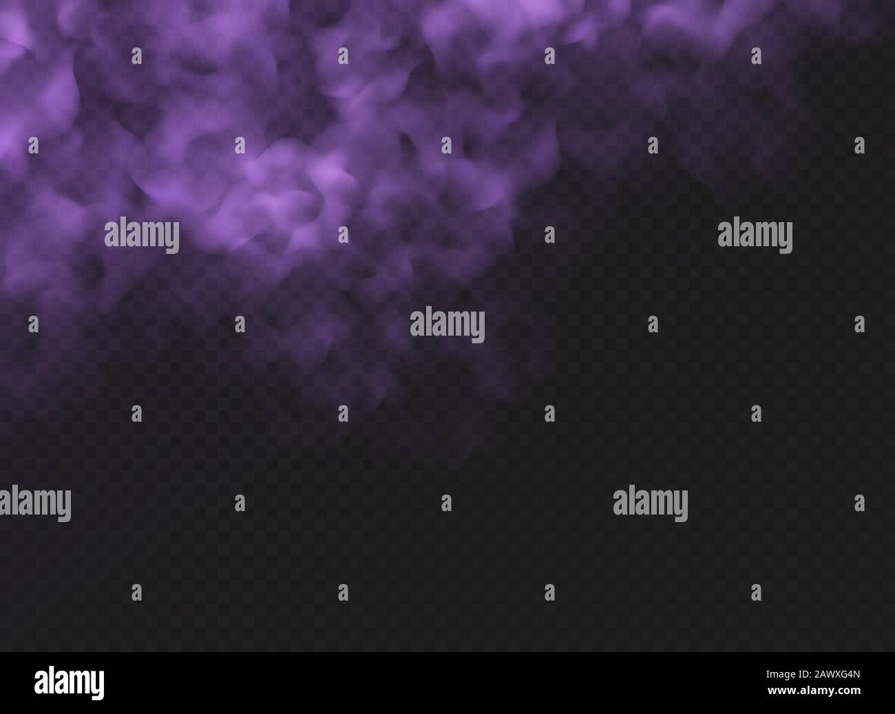 Purple fog or smoke cloud isolated on transparent background. Realistic ...