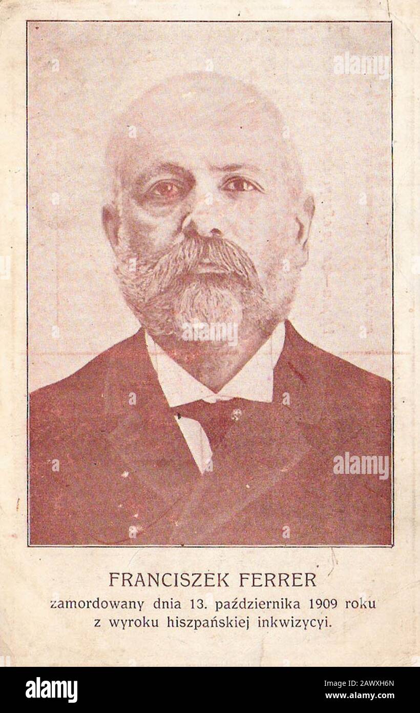 Franacisco Ferrer - a postcard Stock Photo - Alamy