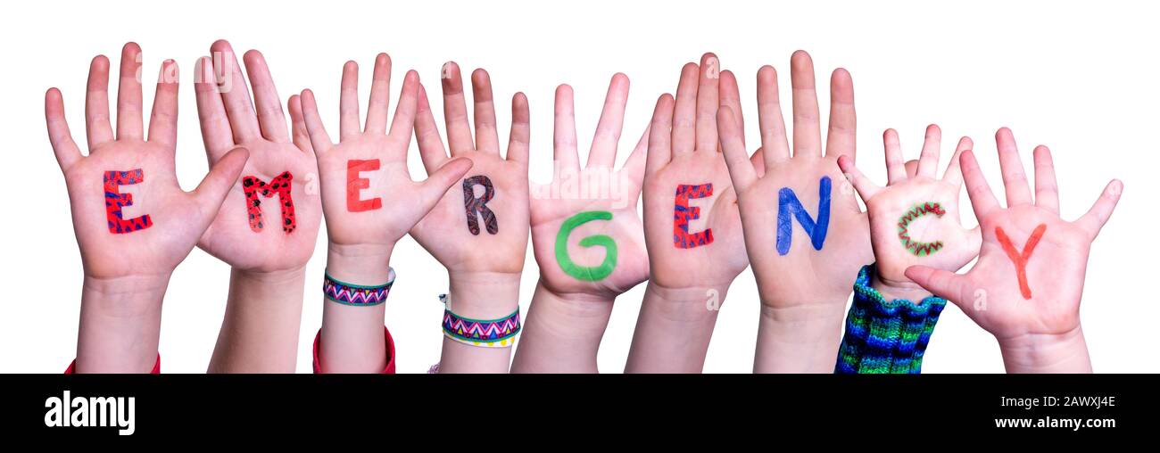 Children Hands Building Word Emergency, Isolated Background Stock Photo ...