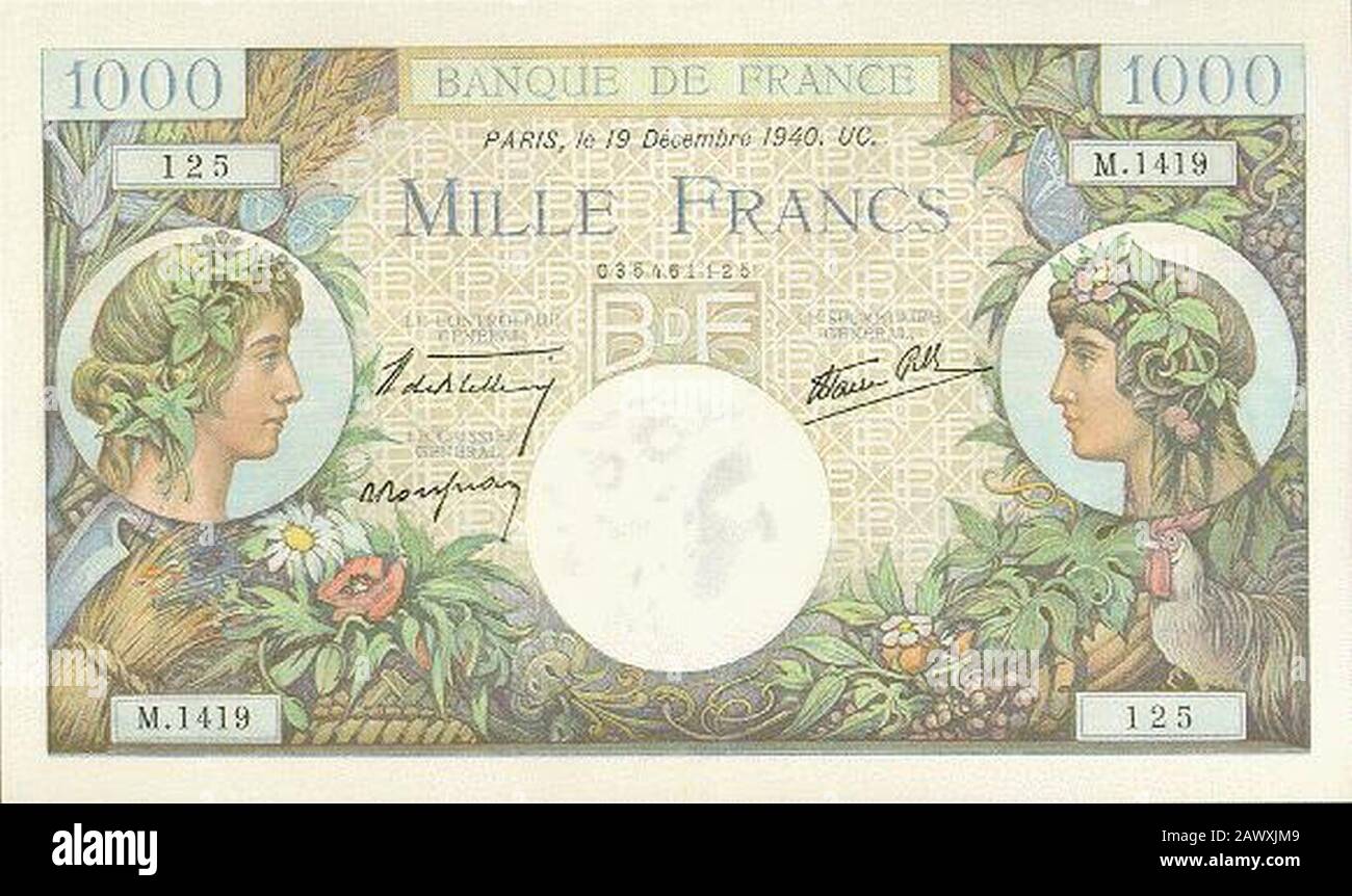 1000 francs hi-res stock photography and images - Alamy