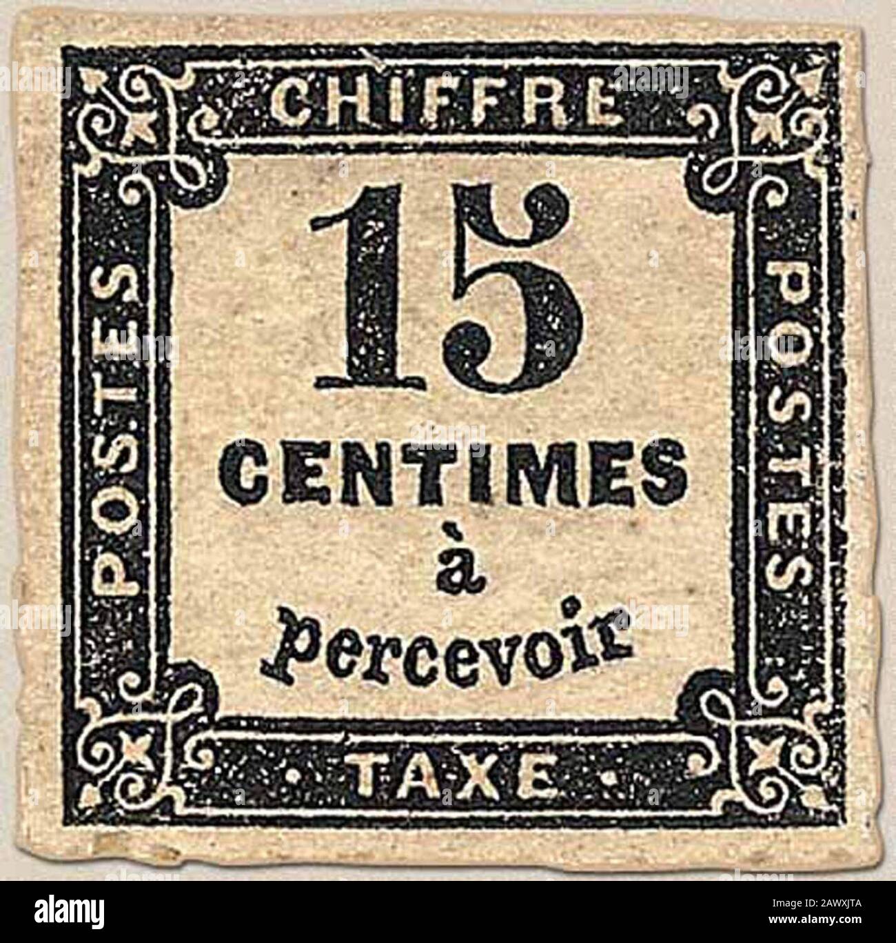 France 1864-04 15c postage due stamp M3IB Stock Photo - Alamy