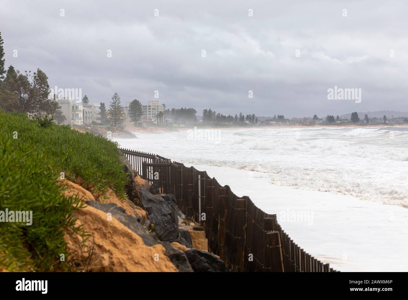 Collaroy beach on sydney northern beaches, king tide during the severe ...
