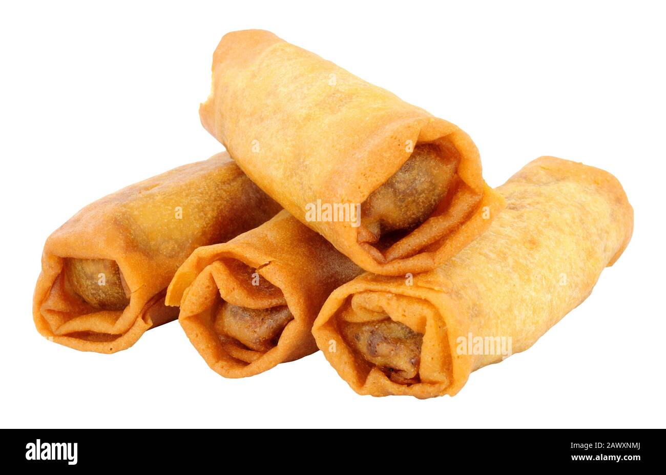 Crispy Chinese spring rolls isolated on a white background Stock Photo ...