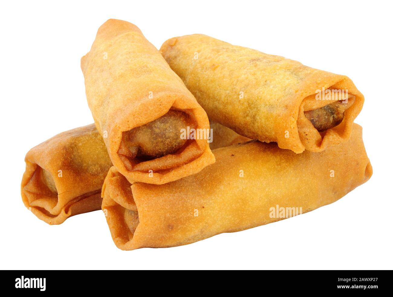 Crispy Chinese spring rolls isolated on a white background Stock Photo ...