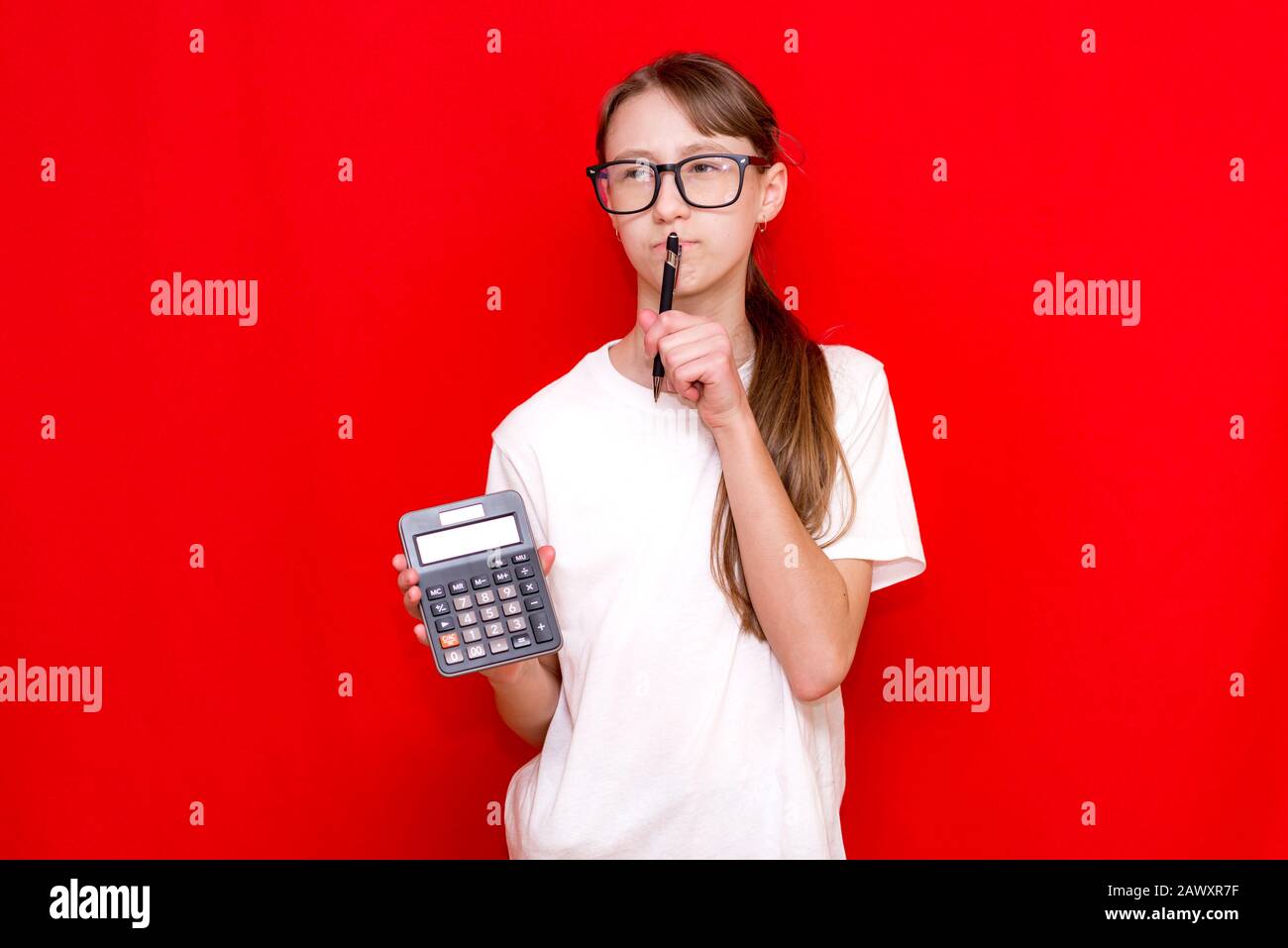 Advertisement concept.Calculations on a calculator, banking operations ...