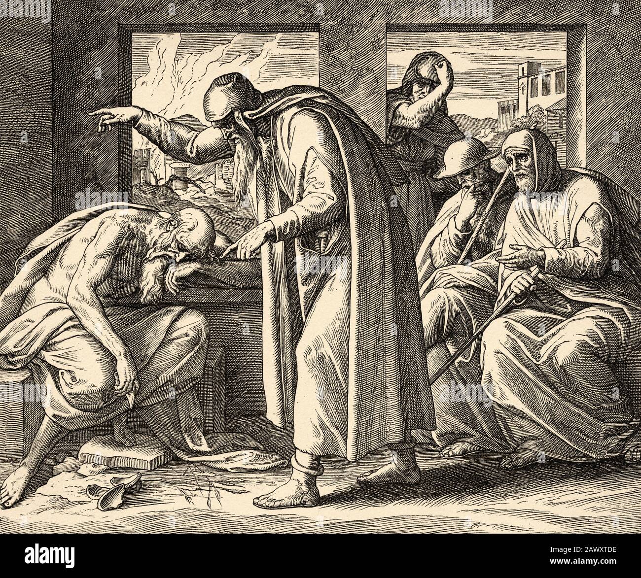 The suffering Hiob and his friends. Job book. Sacred biblical history ...