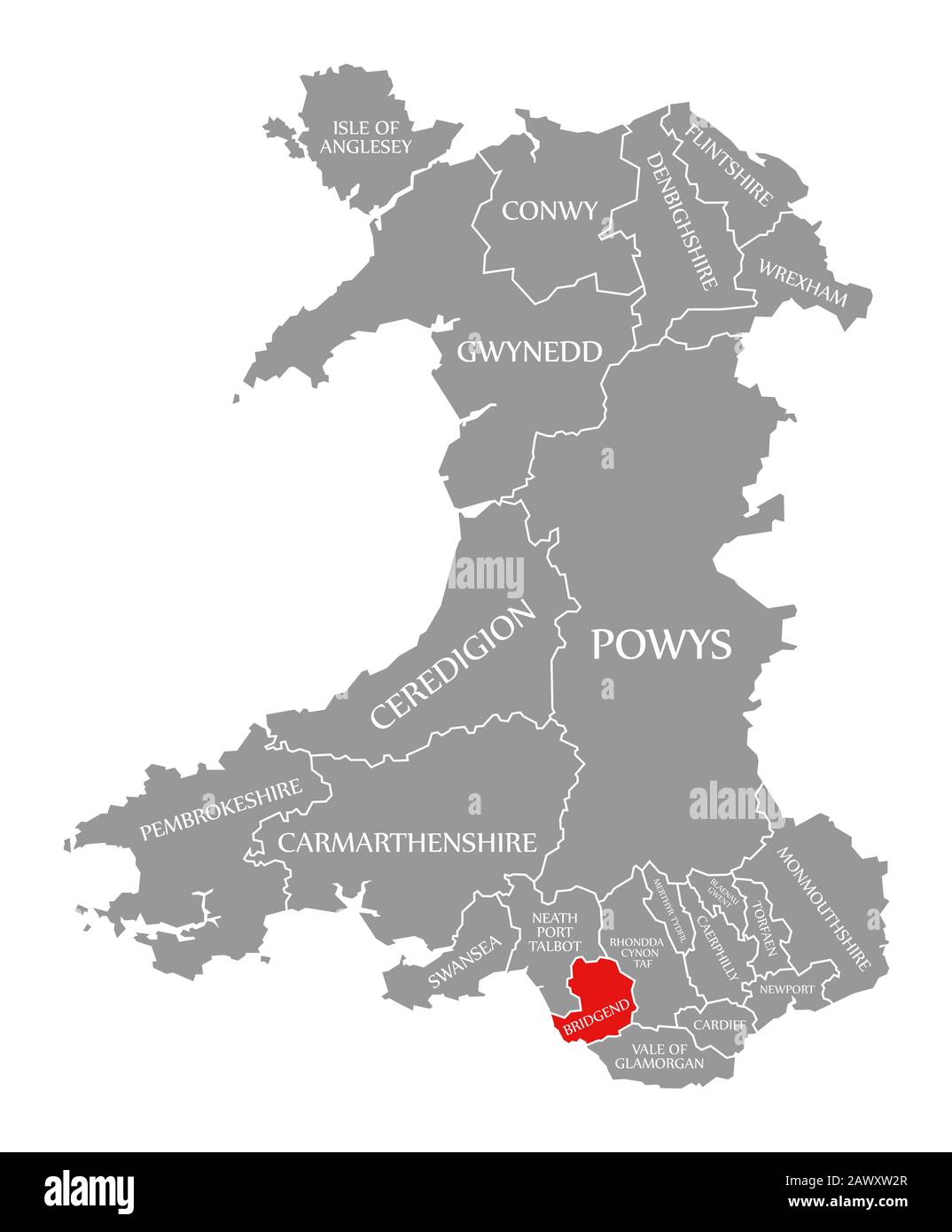 Map of bridgend Cut Out Stock Images & Pictures - Alamy