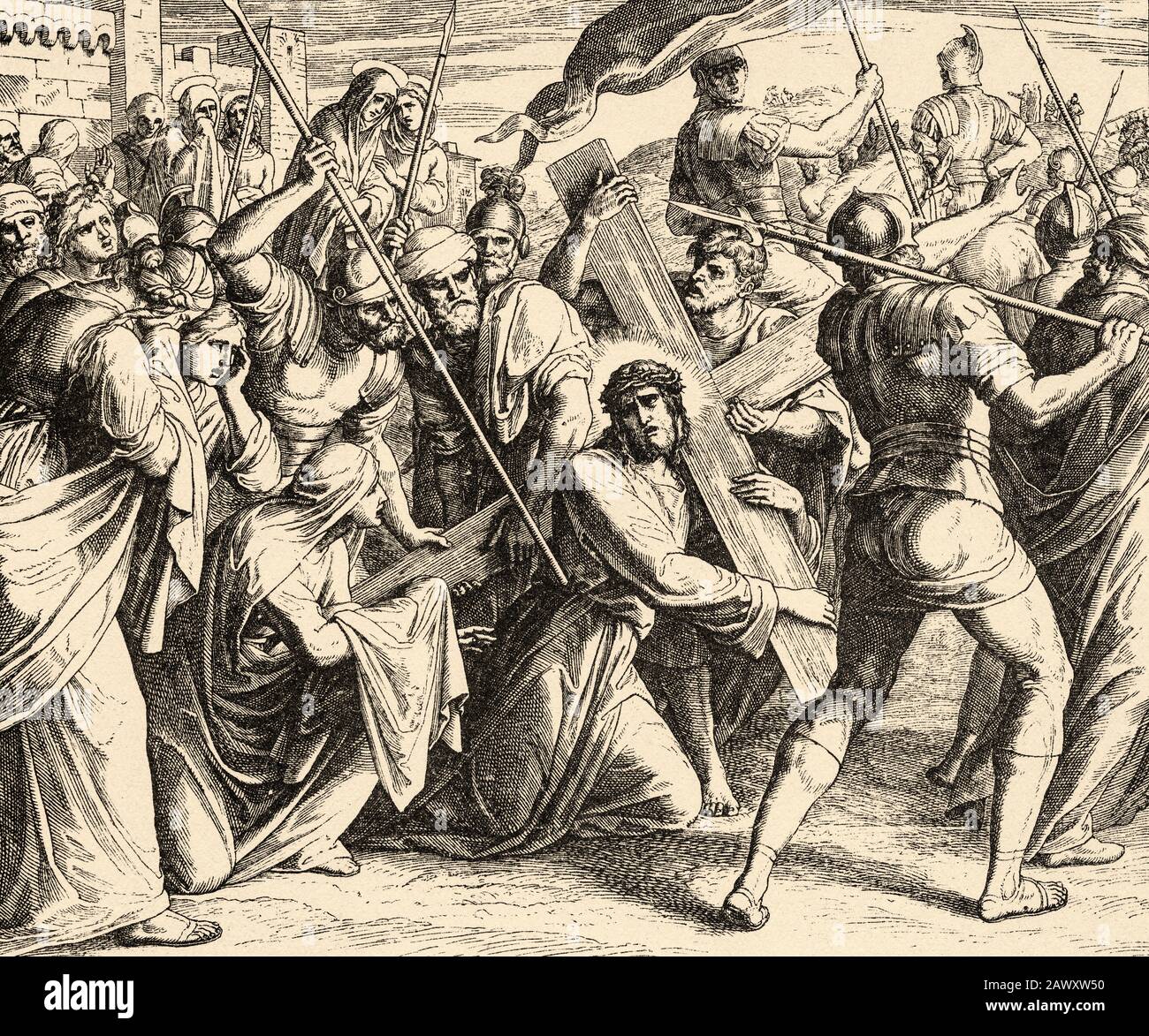 The carry of the cross and crucifixion of Jesus Christ. Our Lord Jesus ...
