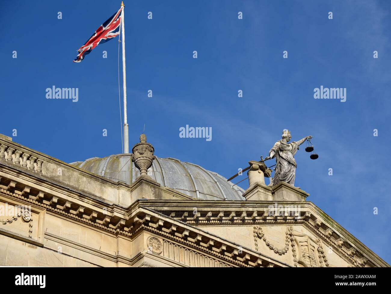 Statue of Justice, the Guildhall, Bath UK Stock Photo - Alamy