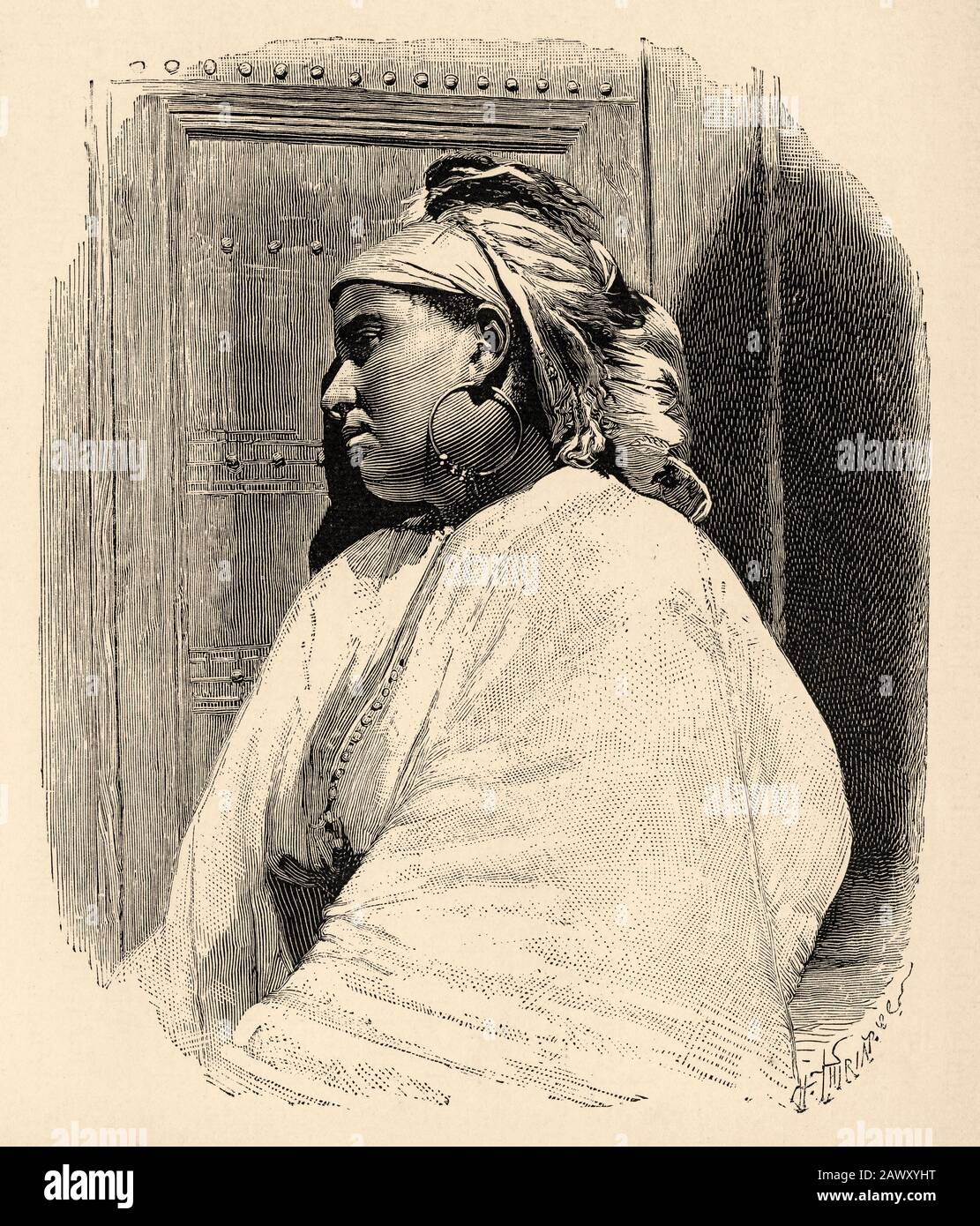 Portrait of Arab woman from Tangier, Morocco. North Africa. Old ...