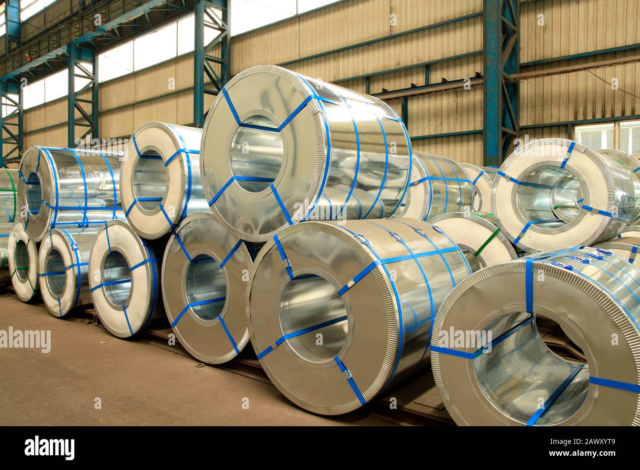 Strip steel production workshop, Strip steel product Stock Photo - Alamy