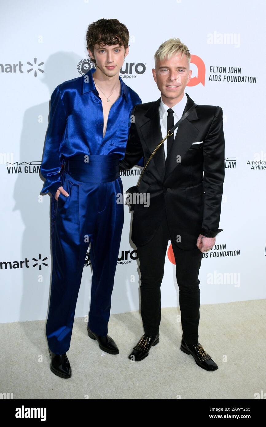 Los Angeles, USA. 09th Feb, 2020. LOS ANGELES, CA - FEBRUARY 09: Troye Sivan and Drew Elliott ...