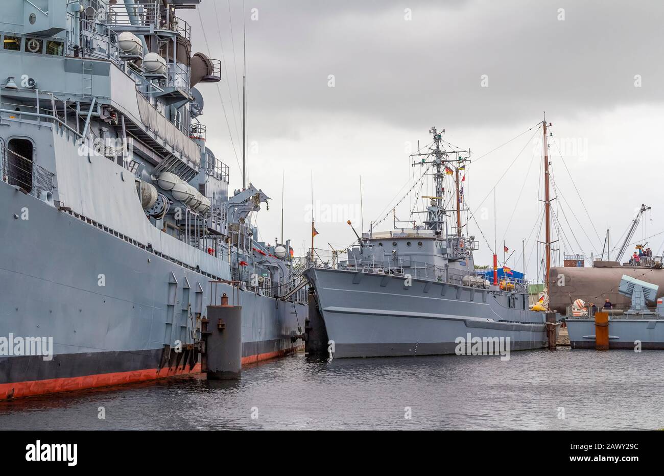 anchoring warships seen in Northern Germany Stock Photo - Alamy
