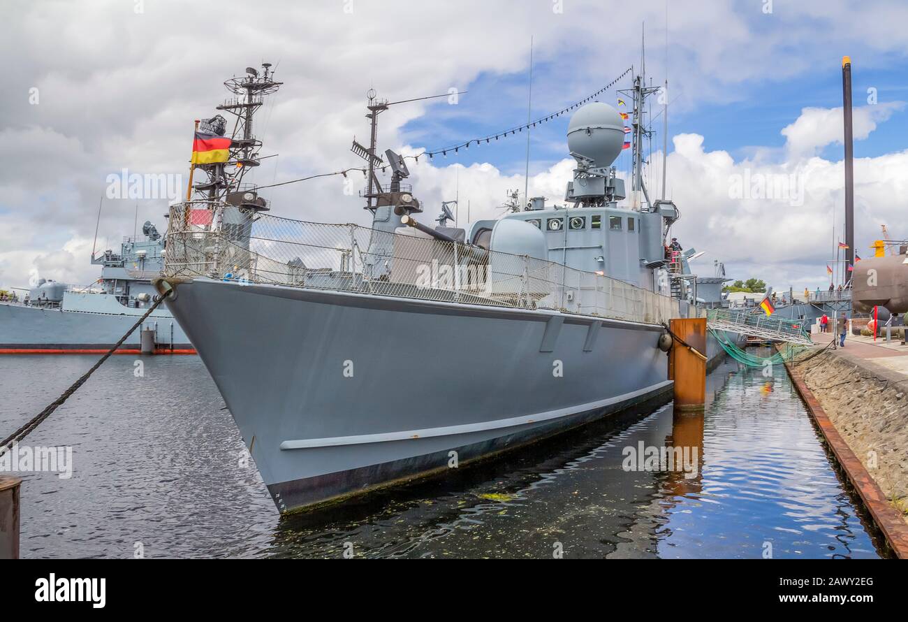 anchoring battleships seen in Northern Germany Stock Photo - Alamy