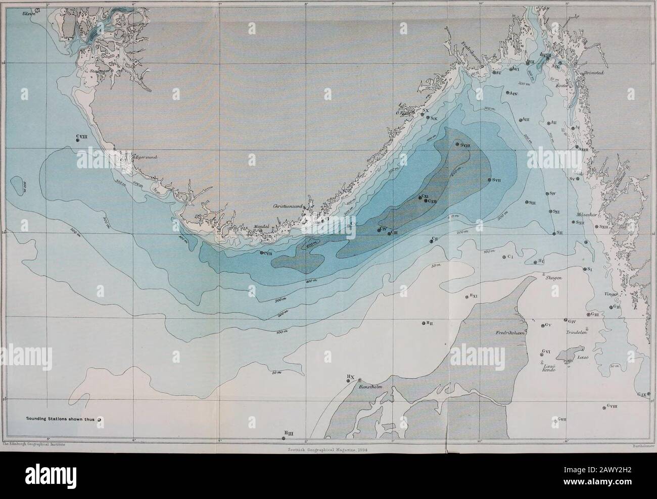 Scottish geographical magazine . CHART OF DEPTHS.. 1 . [33- 1 SURFACE ...