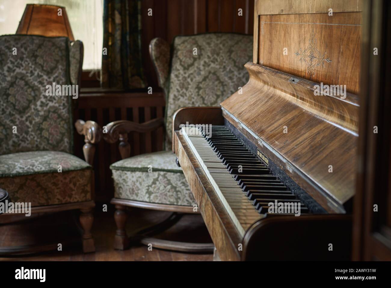 Piano in wooden interior hi-res stock photography and images - Alamy