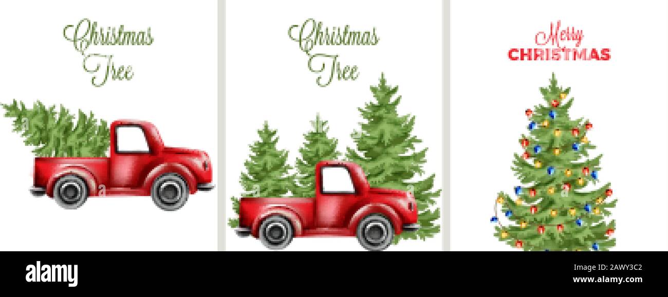 Truck christmas tree hand Stock Vector Images - Alamy