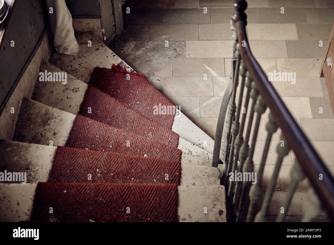 Old wooden stairway inside hi-res stock photography and images - Alamy