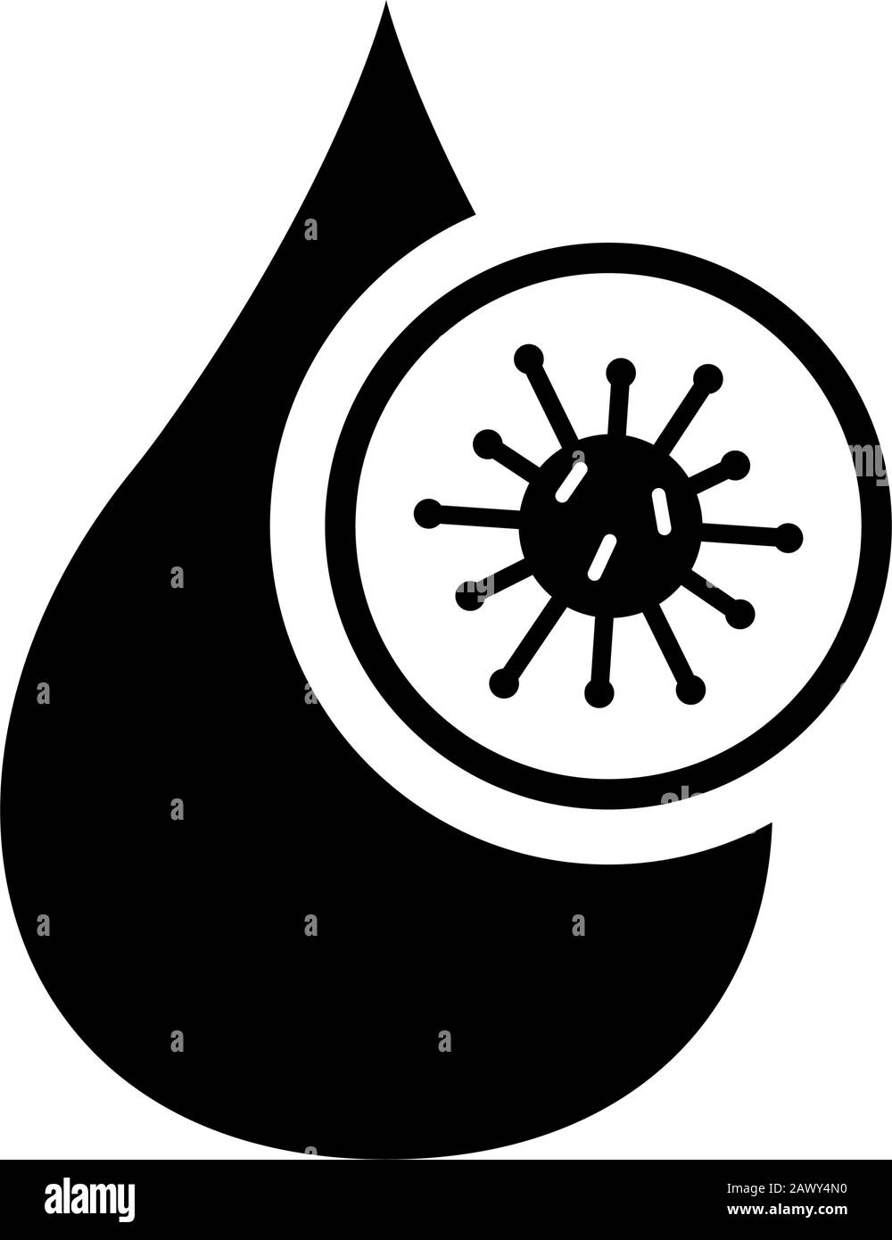 Water drop and virus flat icon, polluted water vector illustration ...