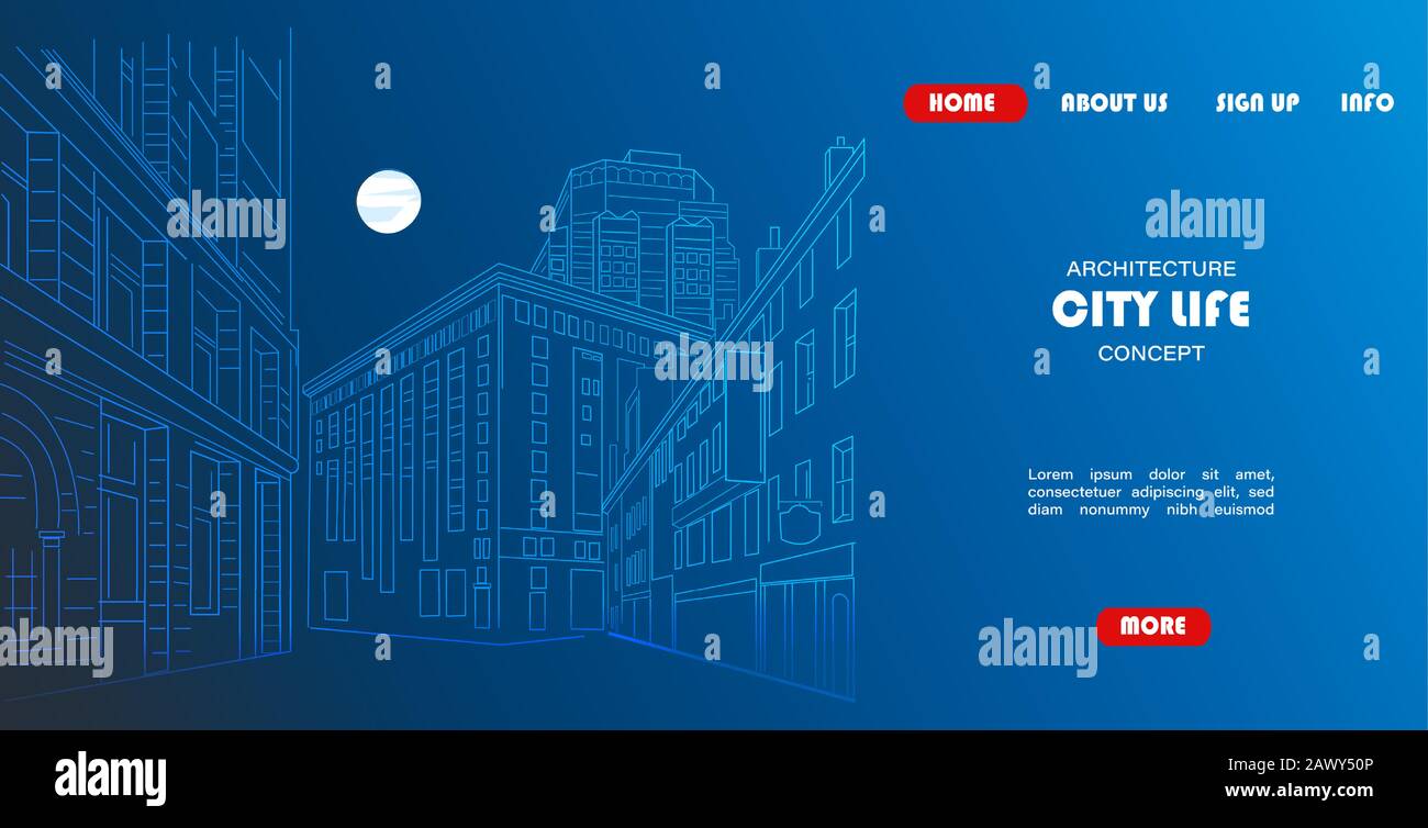 Outline sketch vector of an town city with signs and straight ...