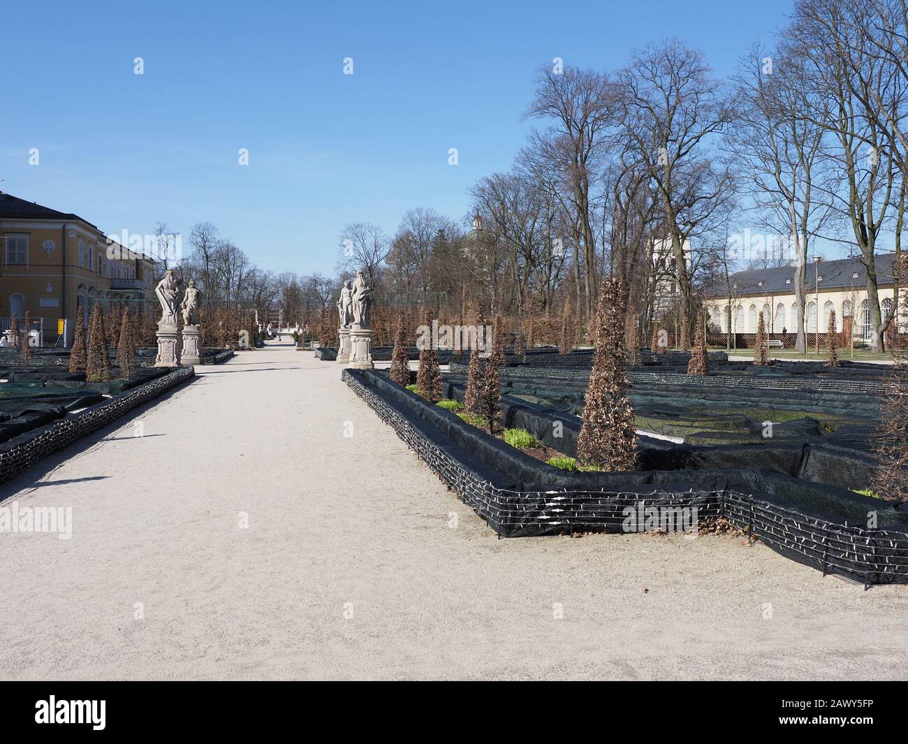 Path at garden landscape in Warsaw european capital city of Poland in ...