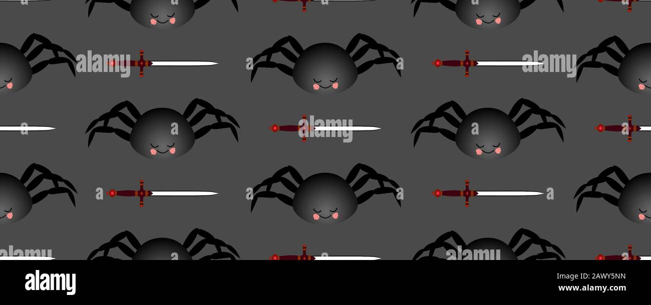 Black spider pattern. Mch on a dark background. Seamless pattern for ...