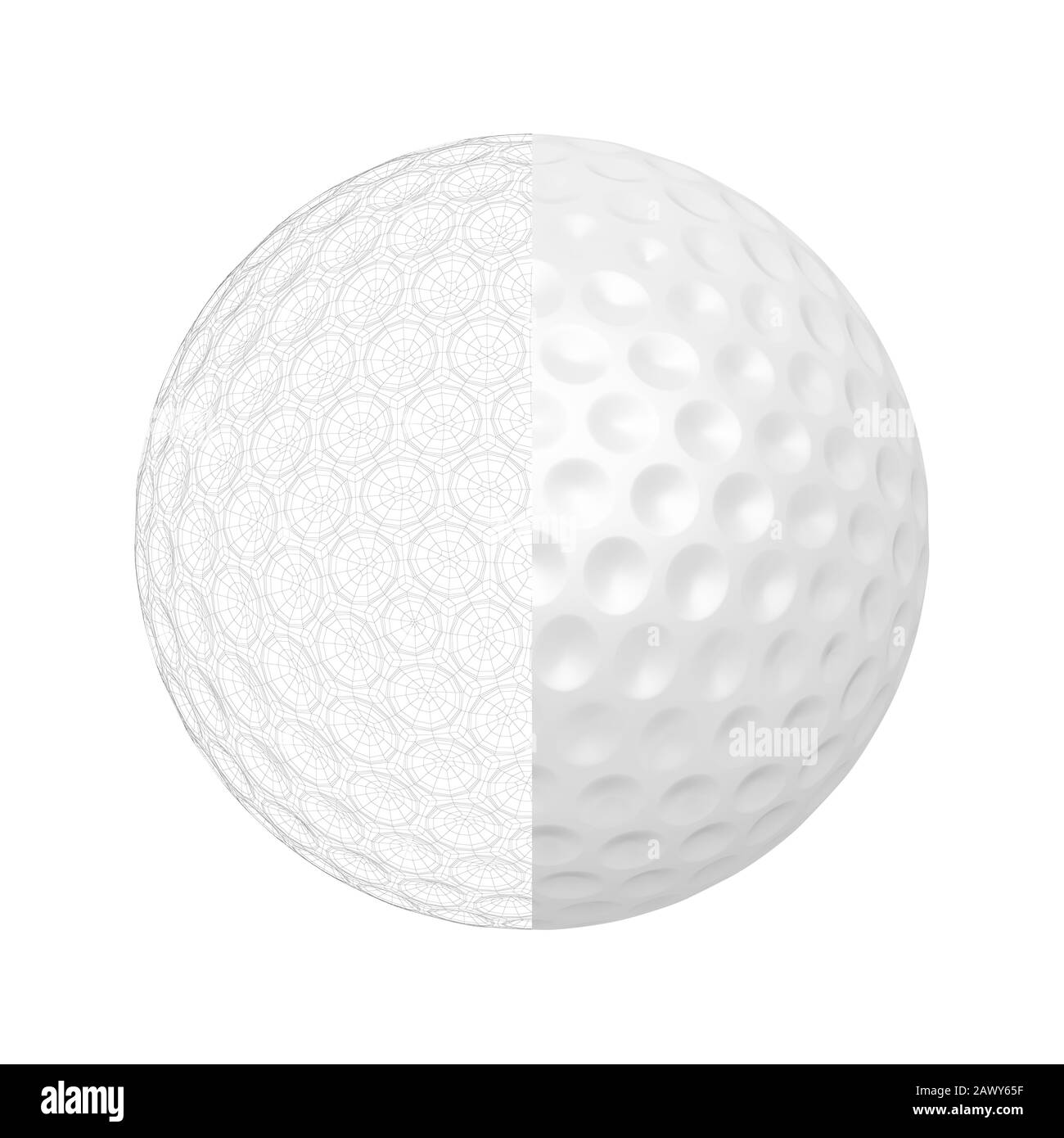 3D render of golf ball with visible wire-frame Stock Photo - Alamy