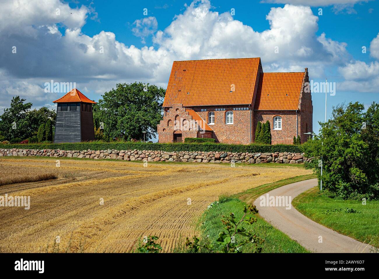 Holeby, Denmark, brick country church Stock Photo - Alamy