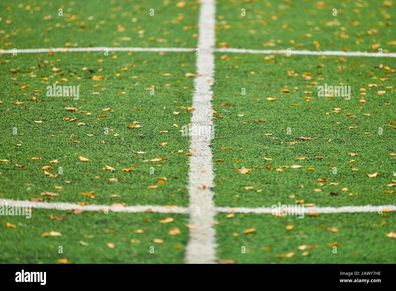 Artificial grass, sports field cover with marking. Artificial turf used ...