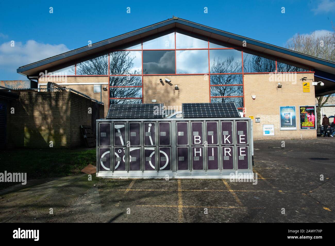 Oxford, England, UK. February 6th 2020 Eco friendly Bike Hire Available at Oxford City Train ...